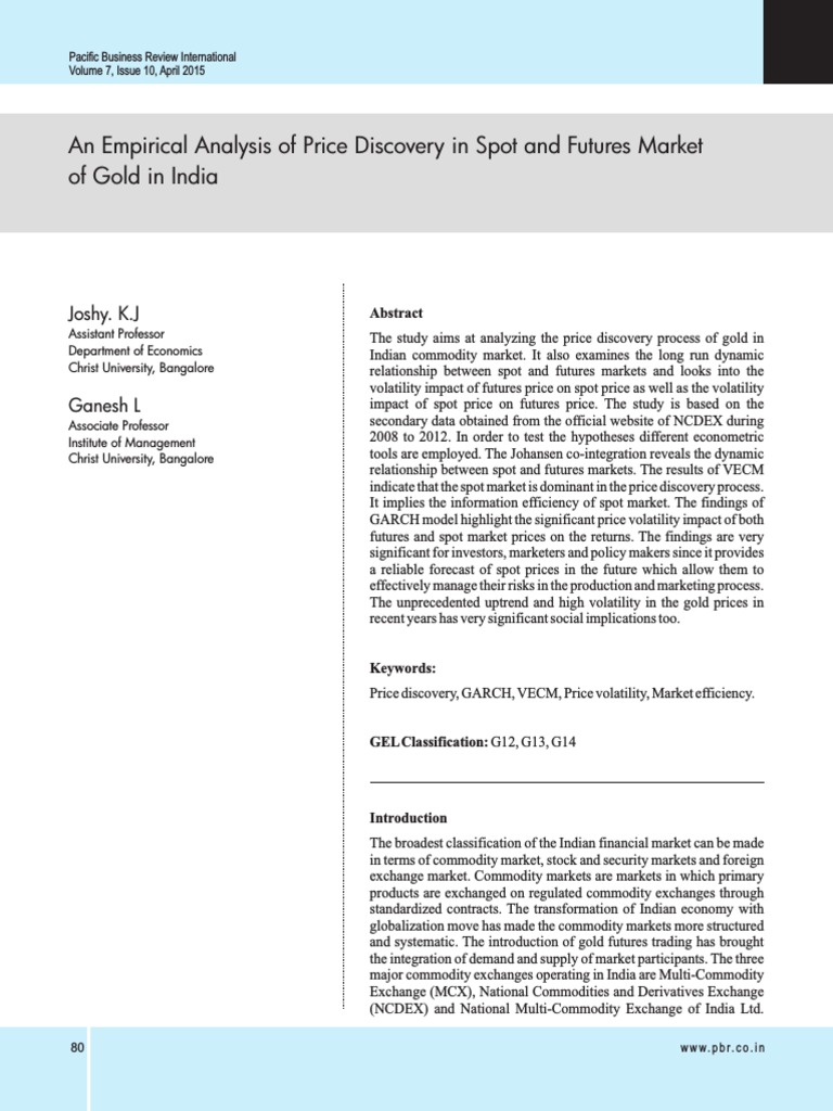 An Empirical Analysis of Price Discovery | PDF | Futures Contract ...