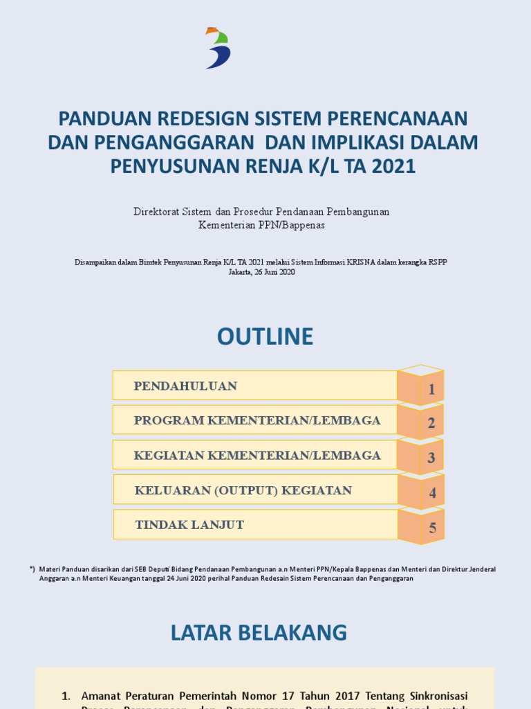 Paparan Bimtek RSPP Dan Penyusunan Renja KL Melalui KRISNA | PDF