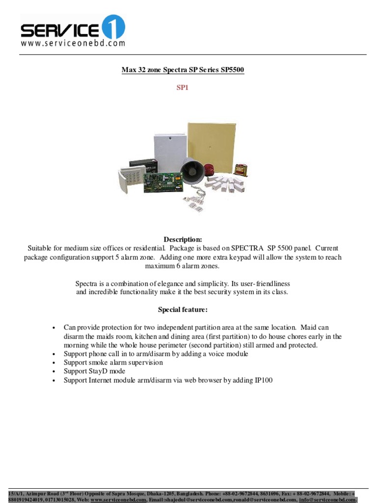 Max 32 Zone Spectra SP Se Ries SP5500 | PDF | Security Alarm | Computing