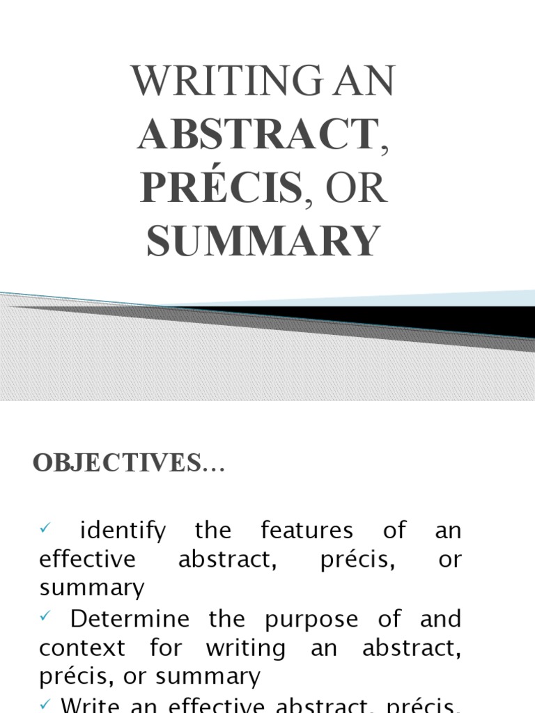 Writing An Article, Precis and Summary | PDF | Abstract (Summary) | Thesis