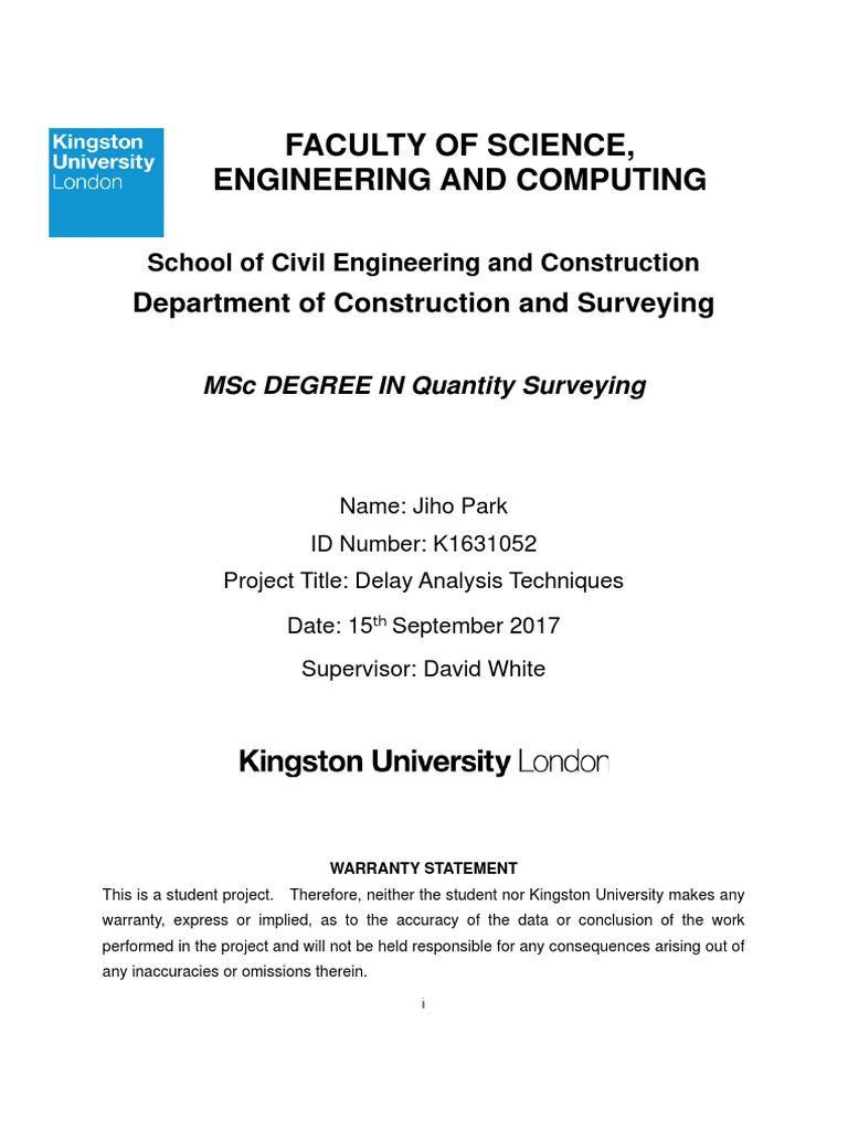 Dissertation - Delay Analysis Technique | PDF | Damages | Mediation