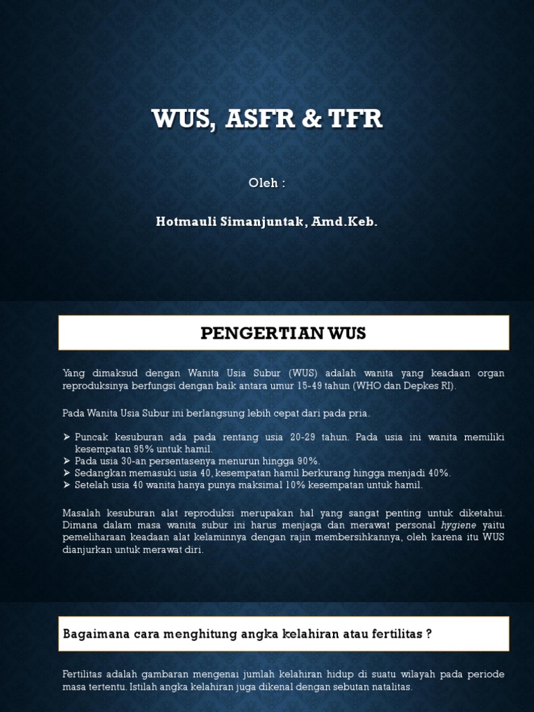 Wus, Asfr & TFR | PDF | Ilmu Sosial