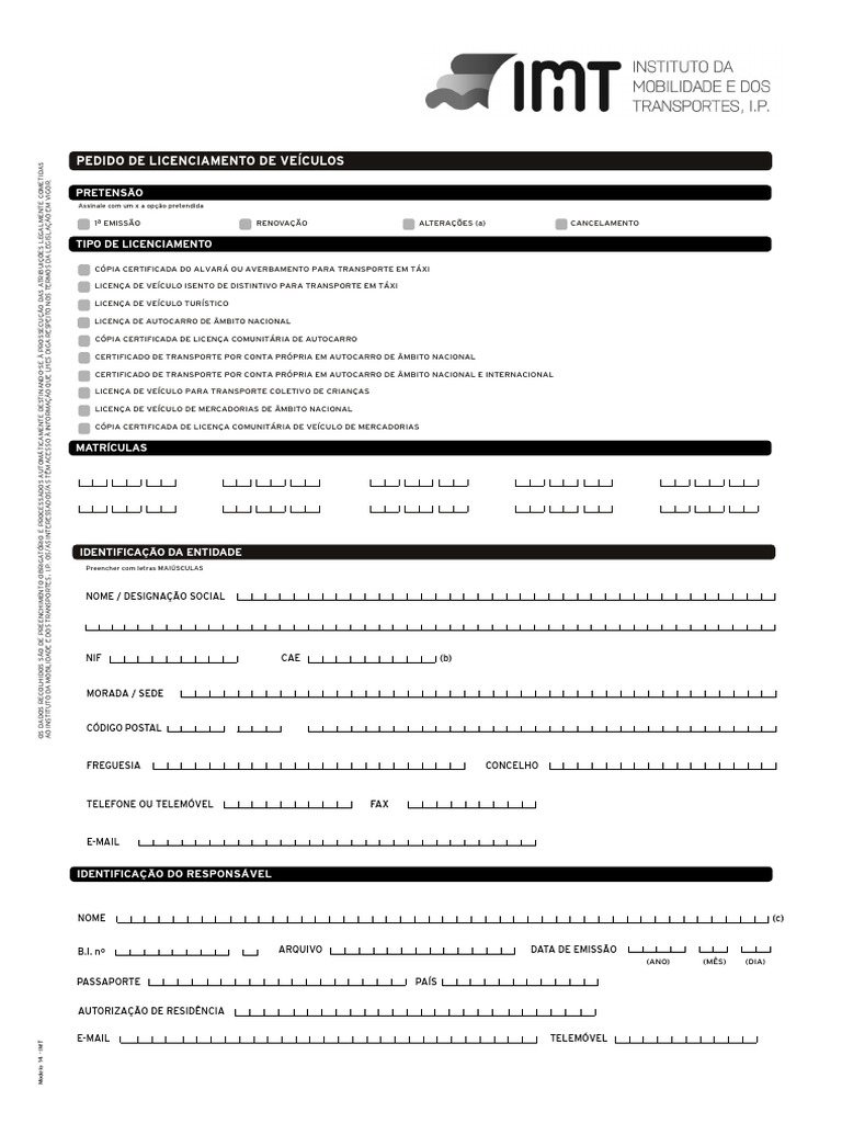 Modelo 14 IMT - Lic. Veiculo Transporte Coletivo Crianças PDF | PDF ...