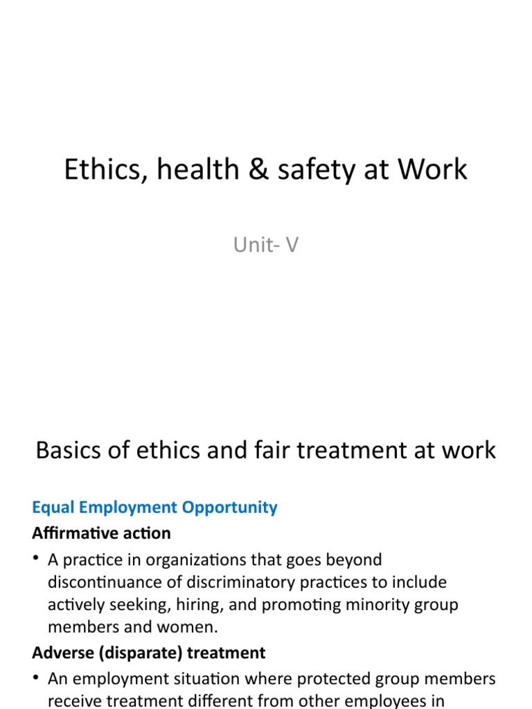 Ethics, Health & Safety at Work: Unit-V | PDF | Analytics | Employment