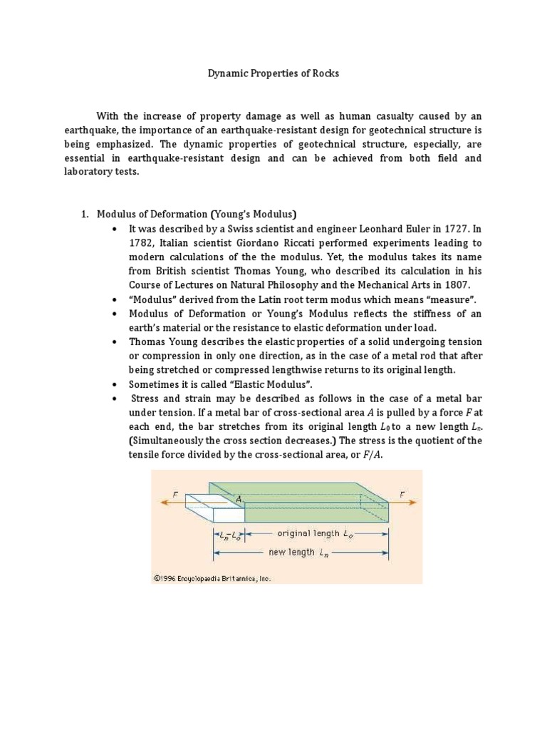 Dynamic Properties of Rocks | PDF | Young's Modulus | Deformation ...