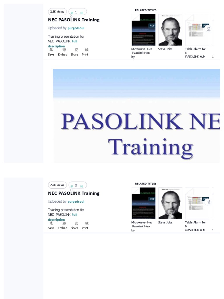 PDF Nec Pasolink Training | PDF | Cable Television | Radio