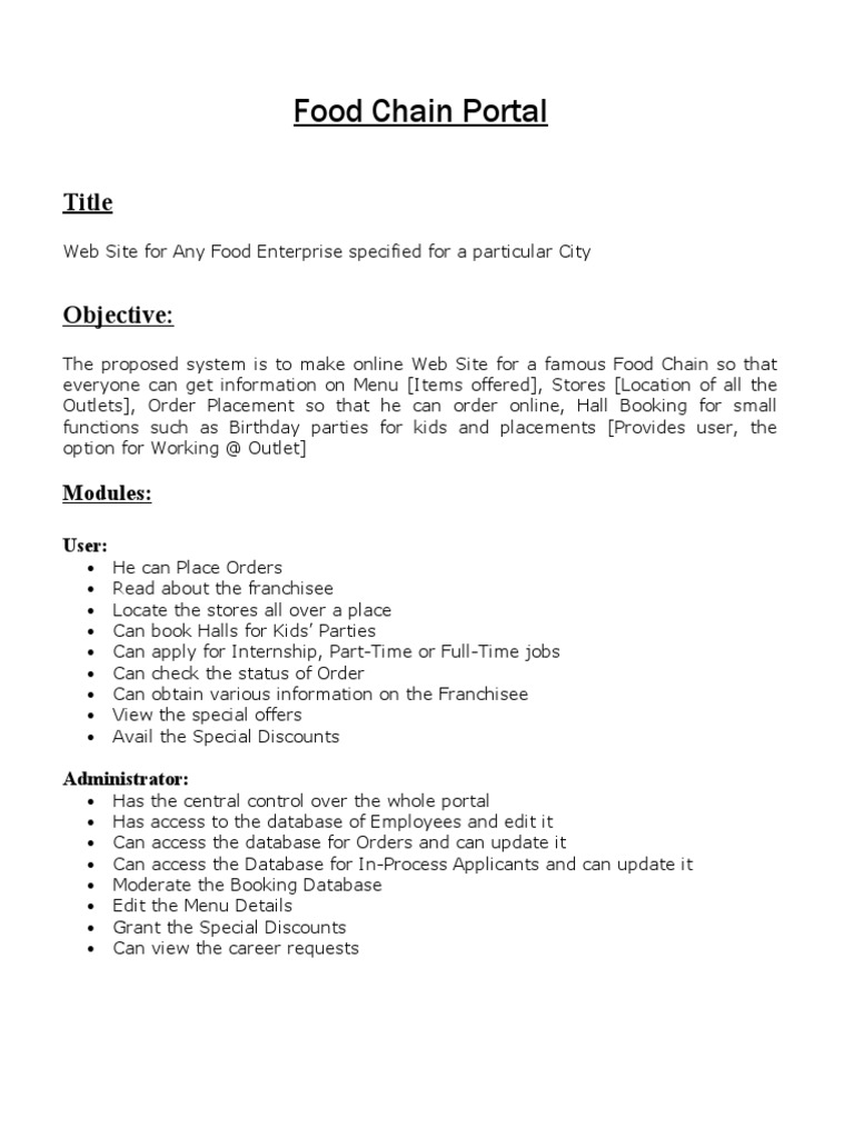 Food Chain Portal: Title | PDF | Ajax (Programming) | Databases