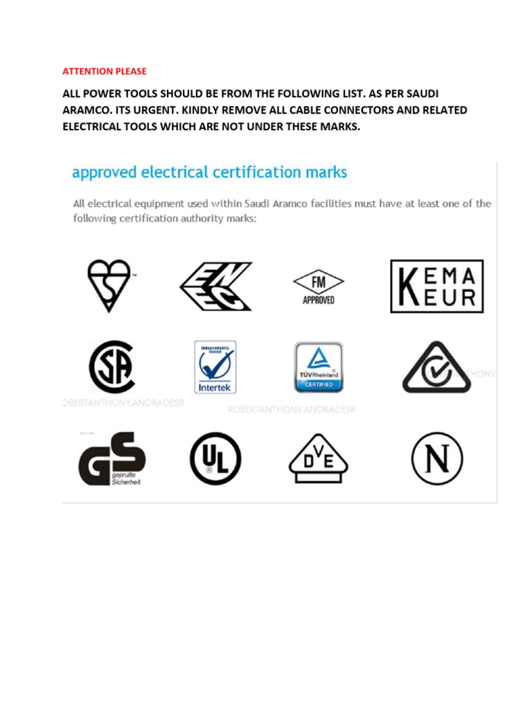 Approved Electrical Marks. | PDF