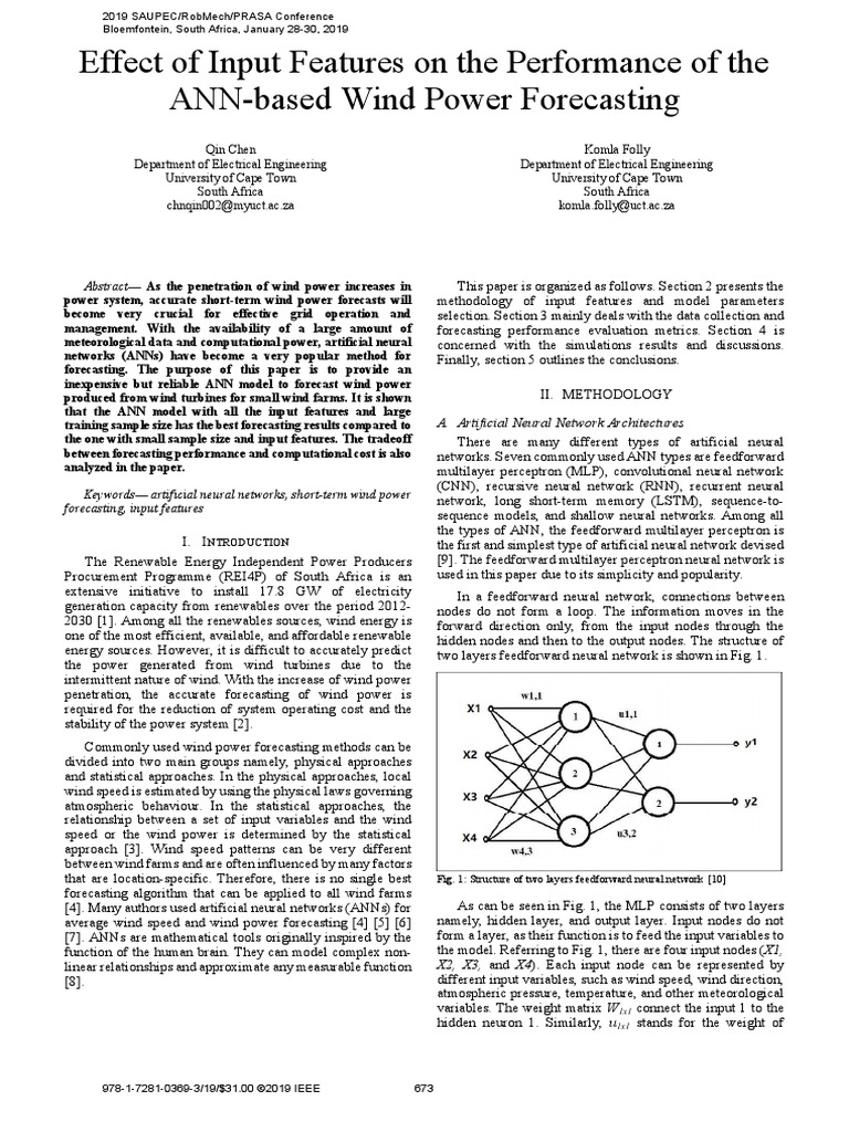 Effect of Input Features On The Performance of The ANN-based Wind Power Forecasting | Download ...