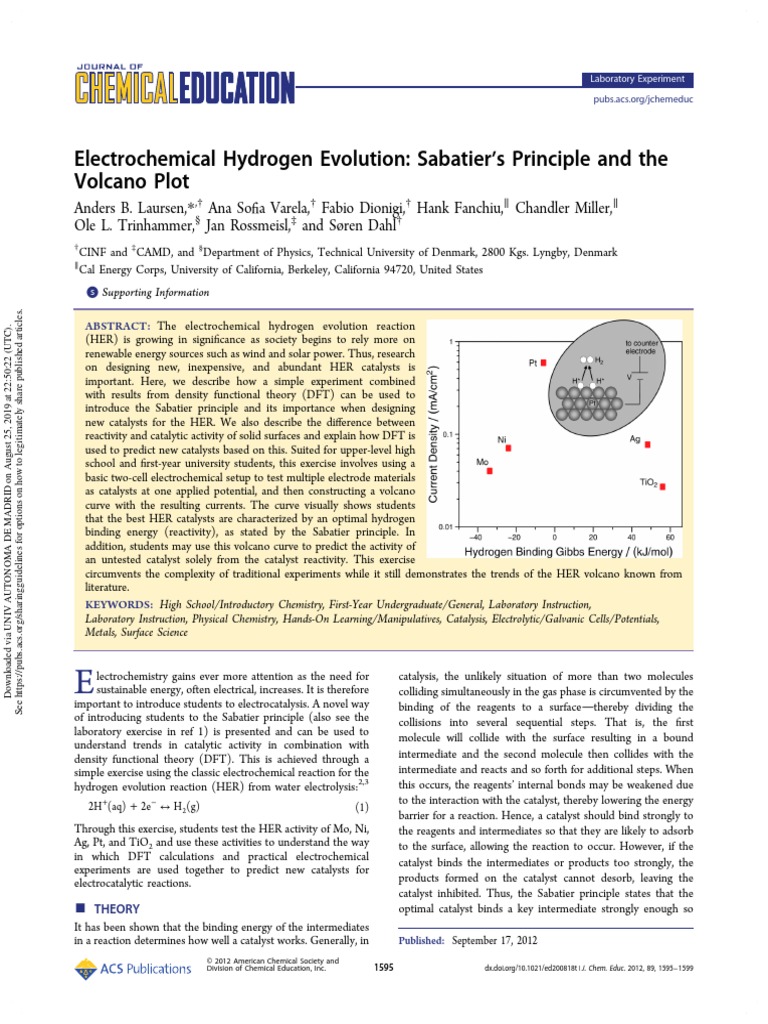 J.Chem - Educ - Electrochemical Hydrogen Evolution. Sabatier's ...