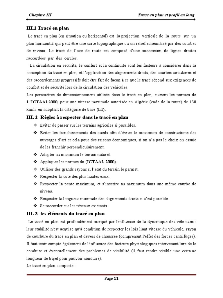 Tracé en plan et profil en long de route | PDF | Espace | Géométrie