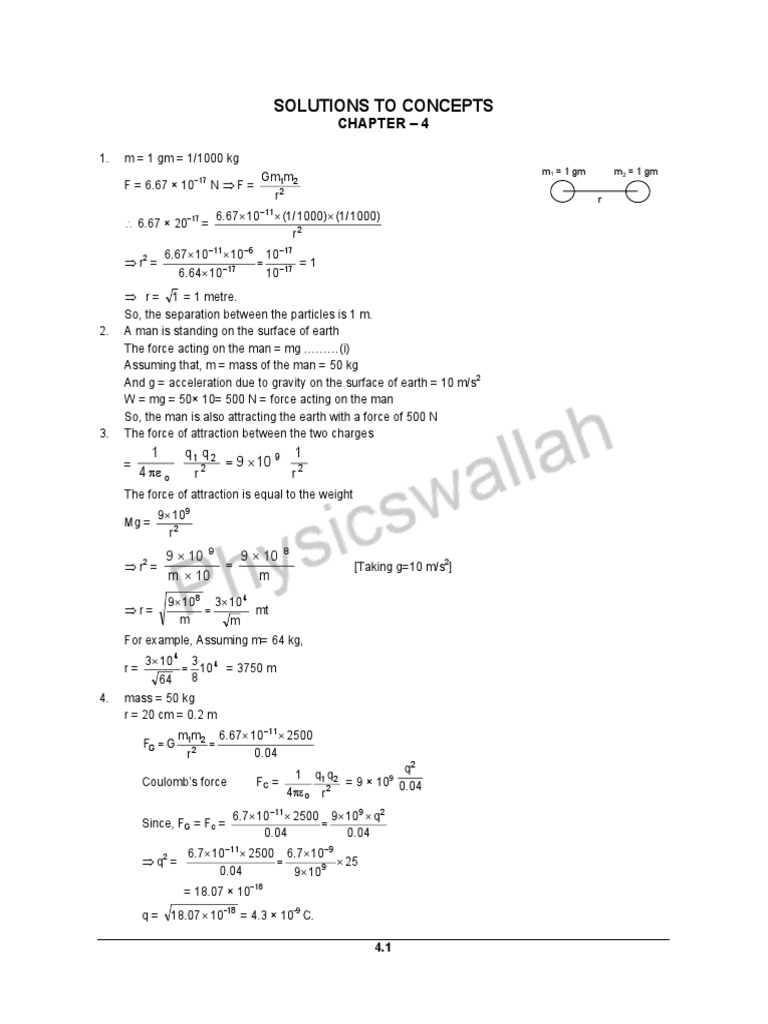 Solutions To Concepts: Chapter - 4 | PDF | Force | Quantity