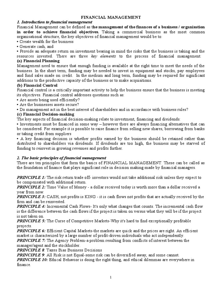 Financial Management Lecture Note | PDF | Time Value Of Money ...