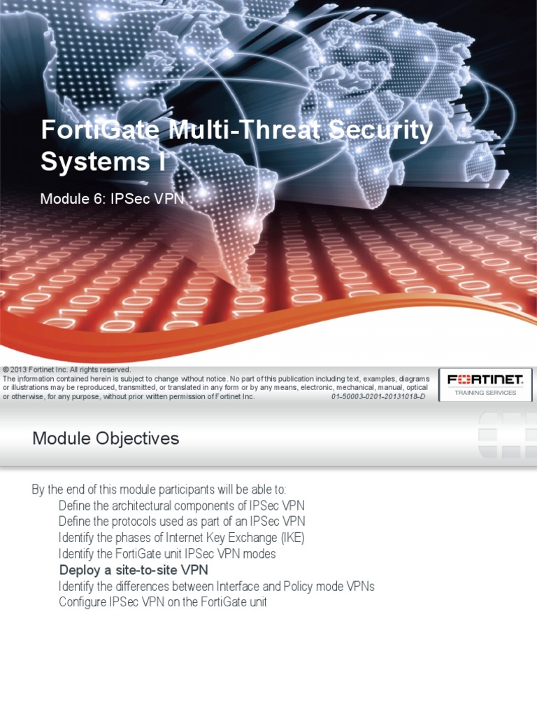 Fortigate Multi-Threat Security Systems I: Module 6: Ipsec VPN | PDF | Virtual Private Network ...