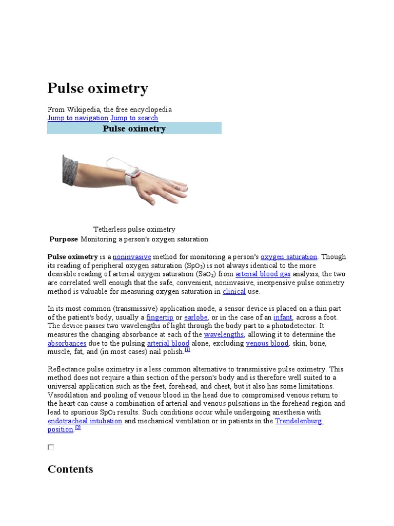 Pulse Oximetry | PDF | Clinical Medicine | Physiology