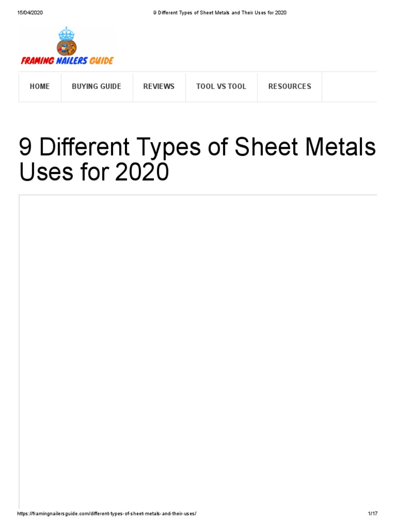 9 Different Types of Sheet Metals and Their Uses For 2020 | PDF | Sheet ...