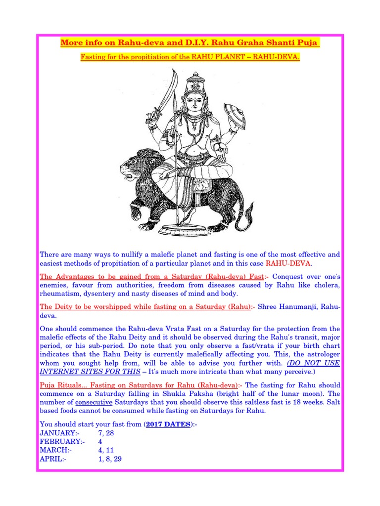 More Info On Rahu-Deva and D.I.Y. Rahu Graha Shanti Puja | PDF | Mantra ...