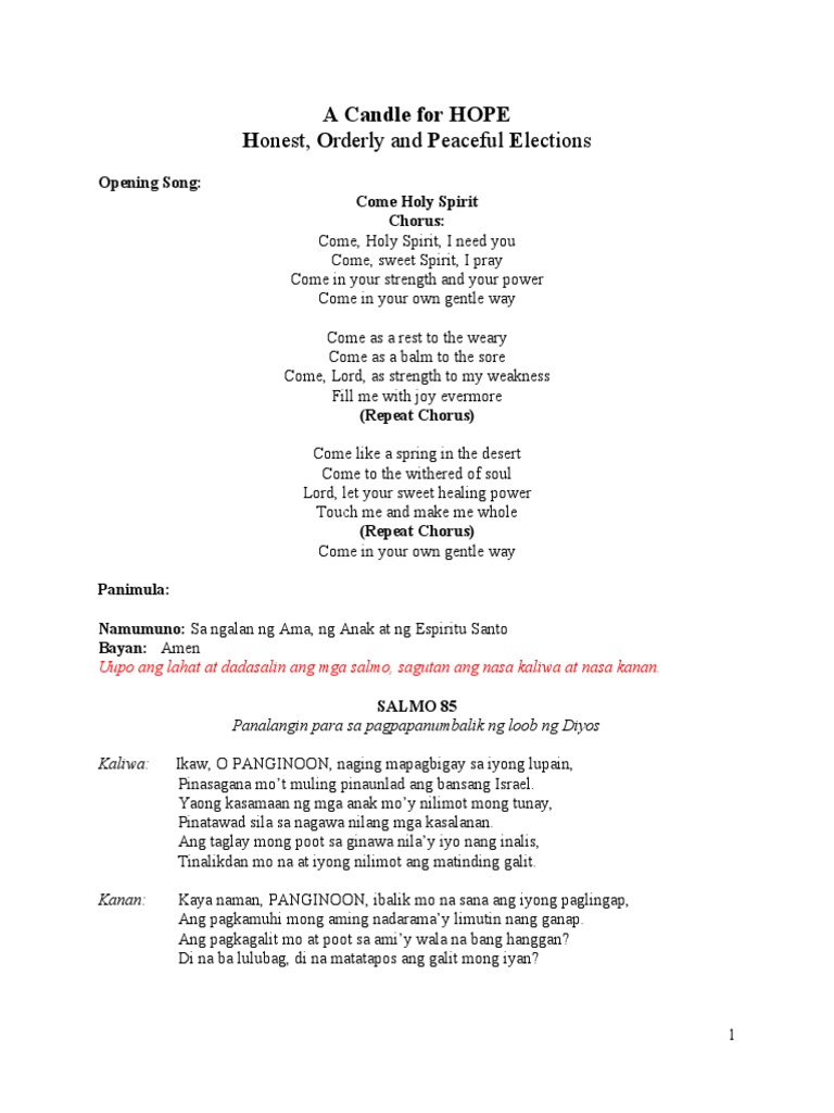 A Candle For HOPE Tagalog | PDF
