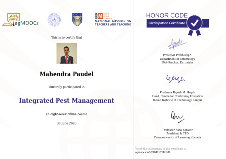 IPM Certificate | PDF