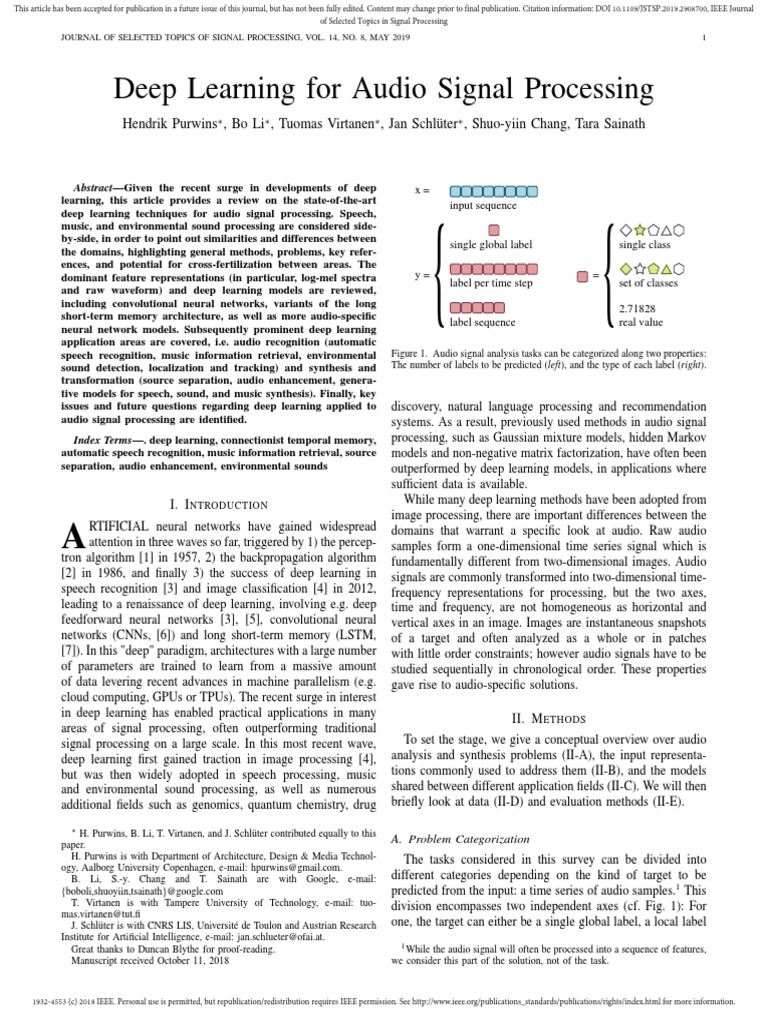 Deep Learning For Audio Signal Processing | PDF | Deep Learning | Speech Recognition