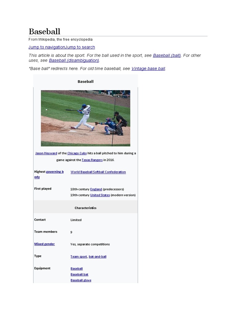 Baseball: Baseball (Ball) Baseball (Disambiguation) Vintage Base Ball | PDF