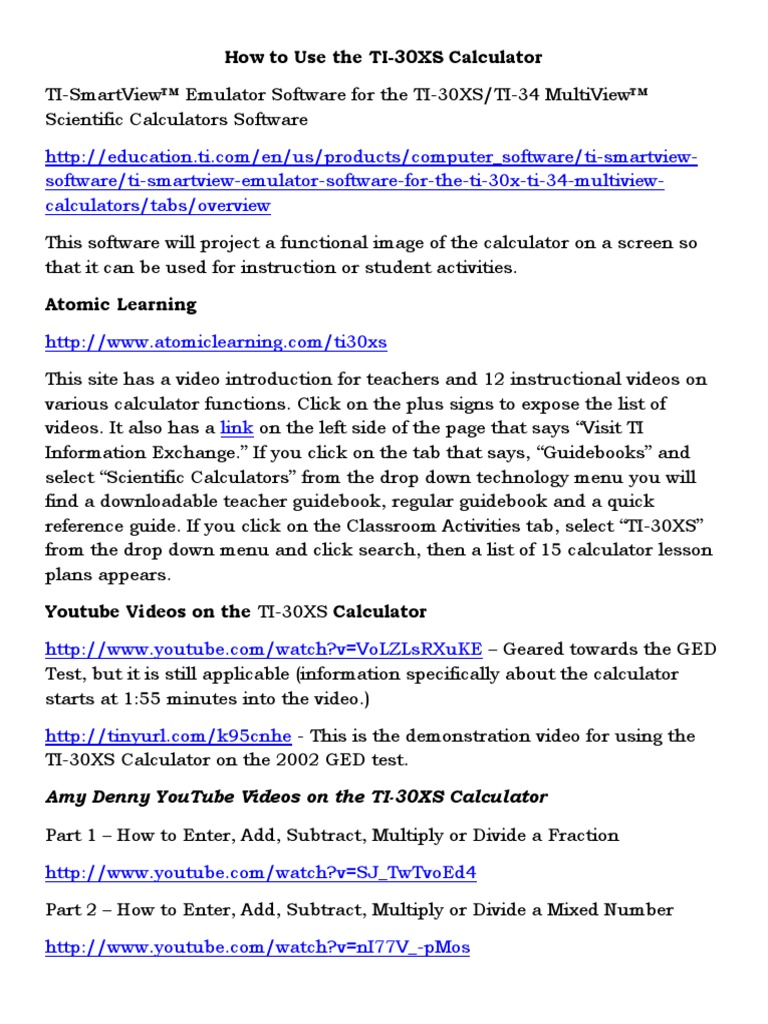 How To Use The TI-30XS Calculator | PDF