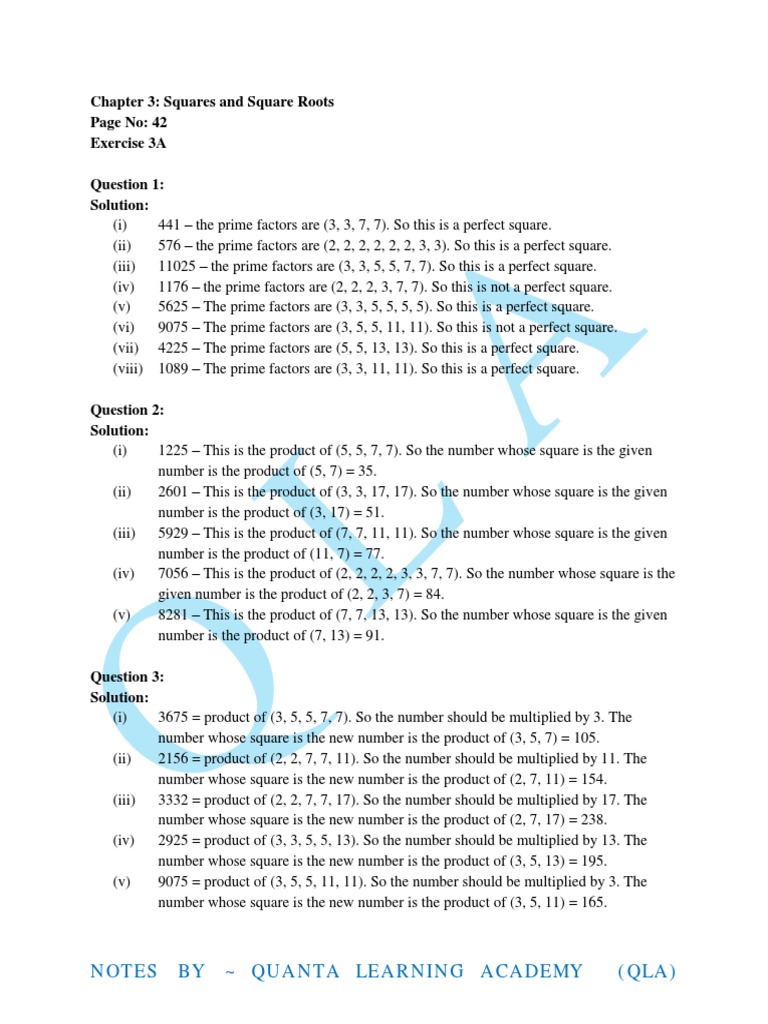 Chapter-3 Squares and Square Roots | PDF | Abstract Algebra | Mathematical Objects