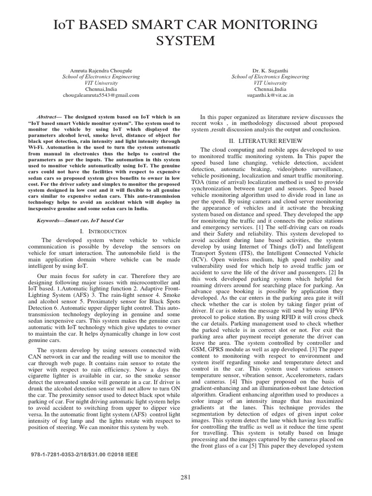 Iot Based Smart Car Monitoring System: Amruta Rajendra Chougule Dr. K ...