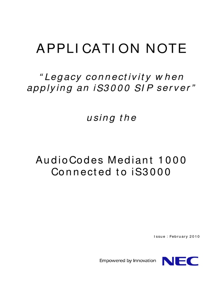Application Note Audio Codes - Mediant Gateway On SIP@Net | PDF | Session Initiation Protocol ...