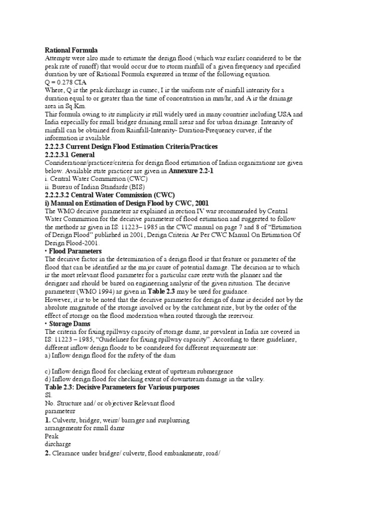 Rational Formula | PDF | Spillway | Flood