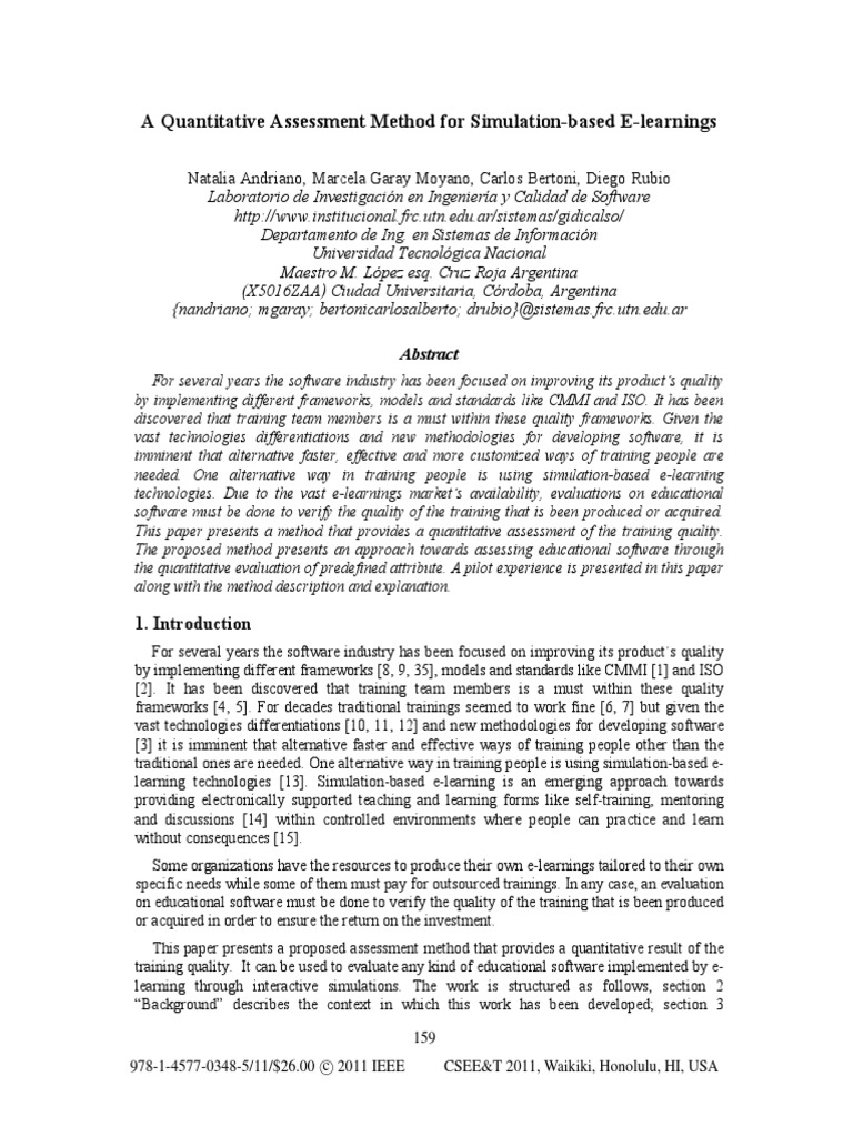 A Quantitative Assessment Method For Simulation-Based E-Learnings ...