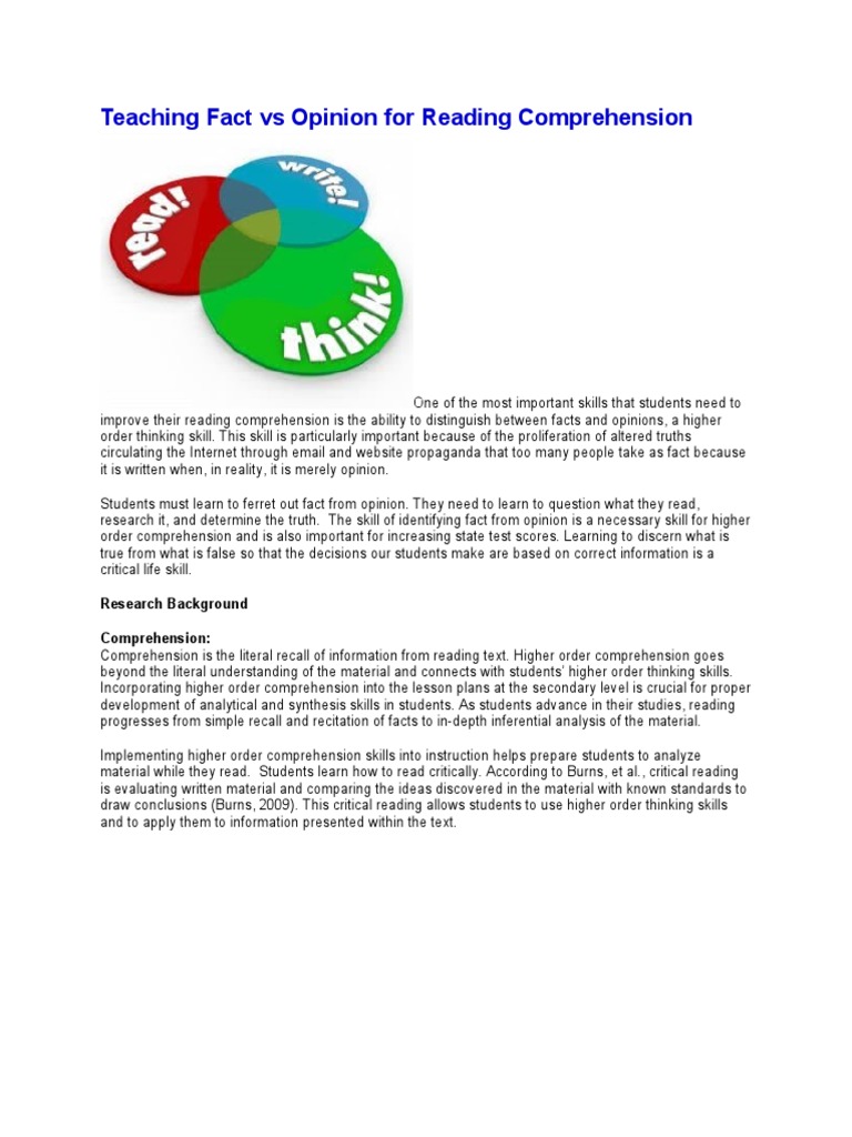 Teaching Fact Vs Opinion For Reading Comprehension | Download Free PDF ...