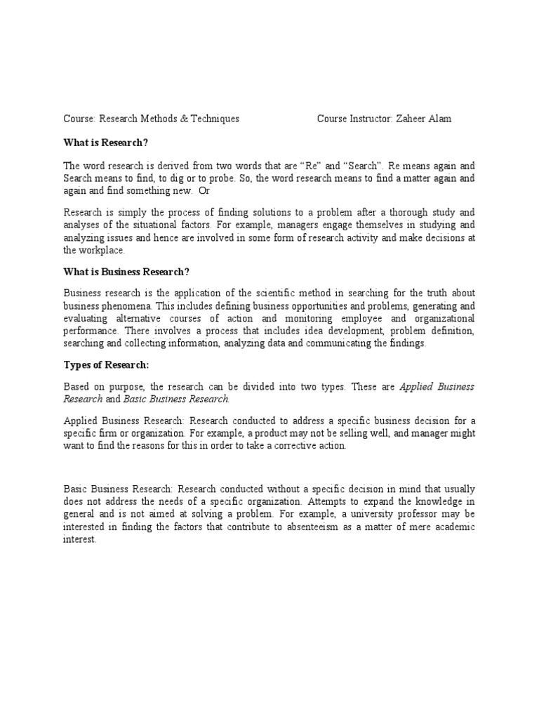 What Is Research?: Research and Basic Business Research | PDF