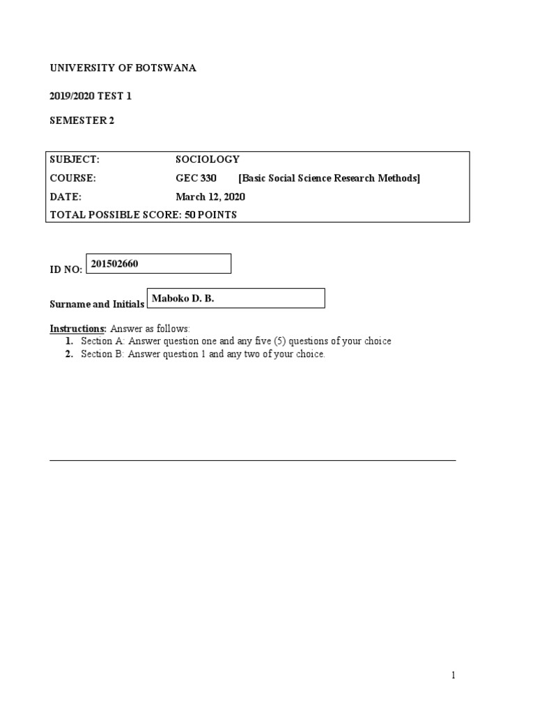 Gec 330 Test 1 | PDF | Qualitative Research | Quantitative Research