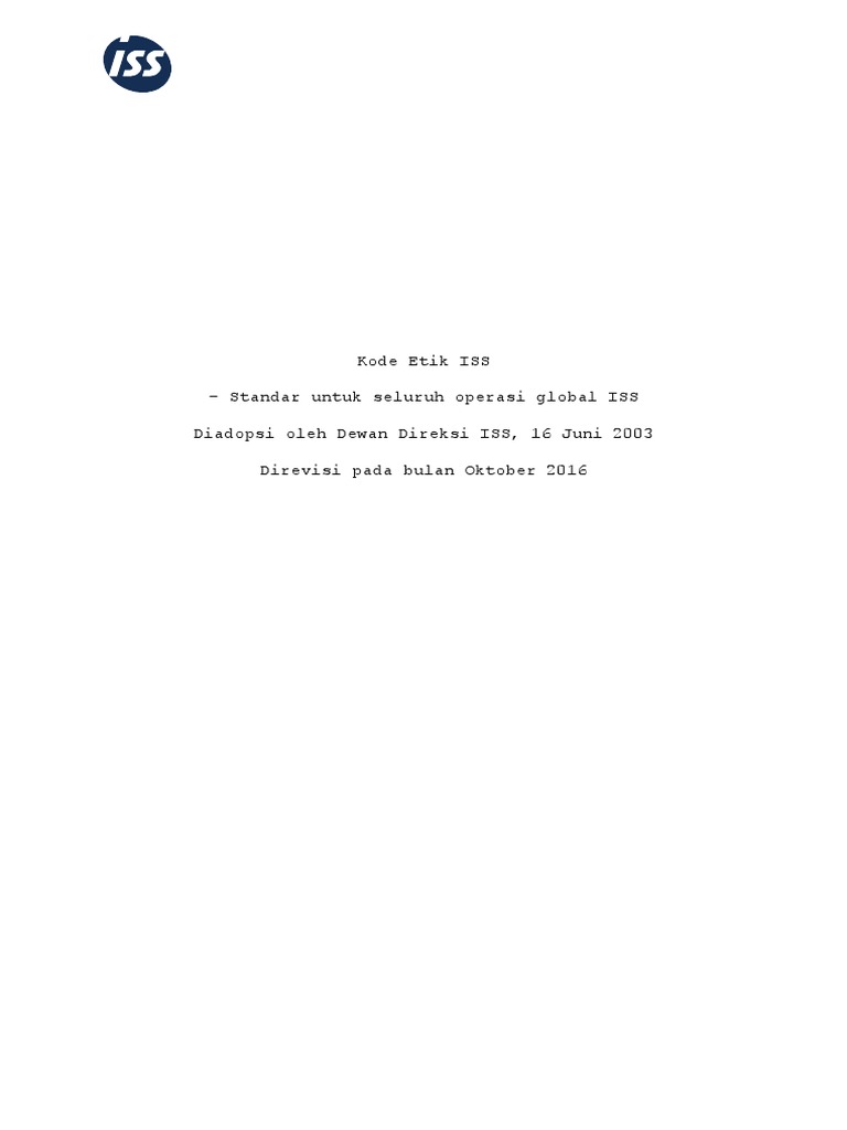 Hasil Terjemah ISS Code of Conduct - Revised October 2016 | PDF | Bisnis