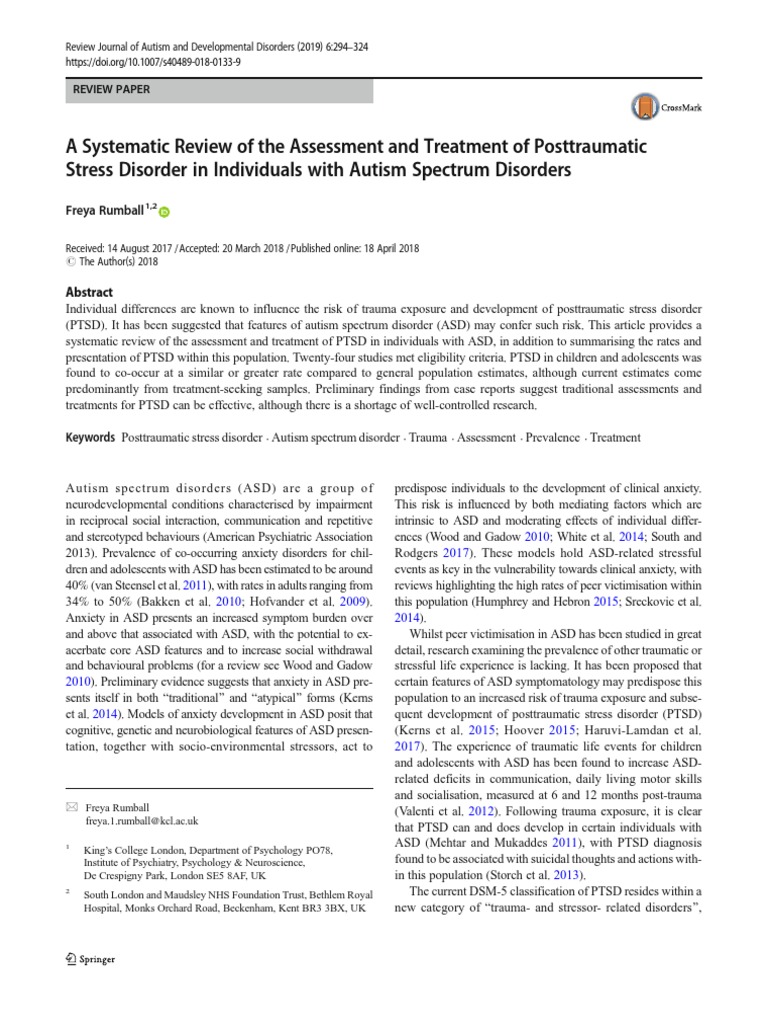 PTSD in ASD Study | PDF | Autism Spectrum | Posttraumatic Stress Disorder