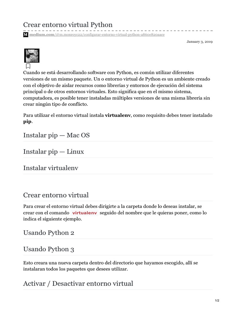 Crear Entorno Virtual Python | PDF