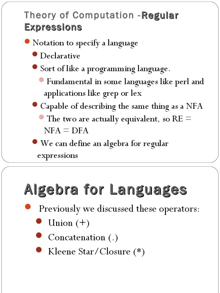 Theory of Computation - Regular Expressions | PDF