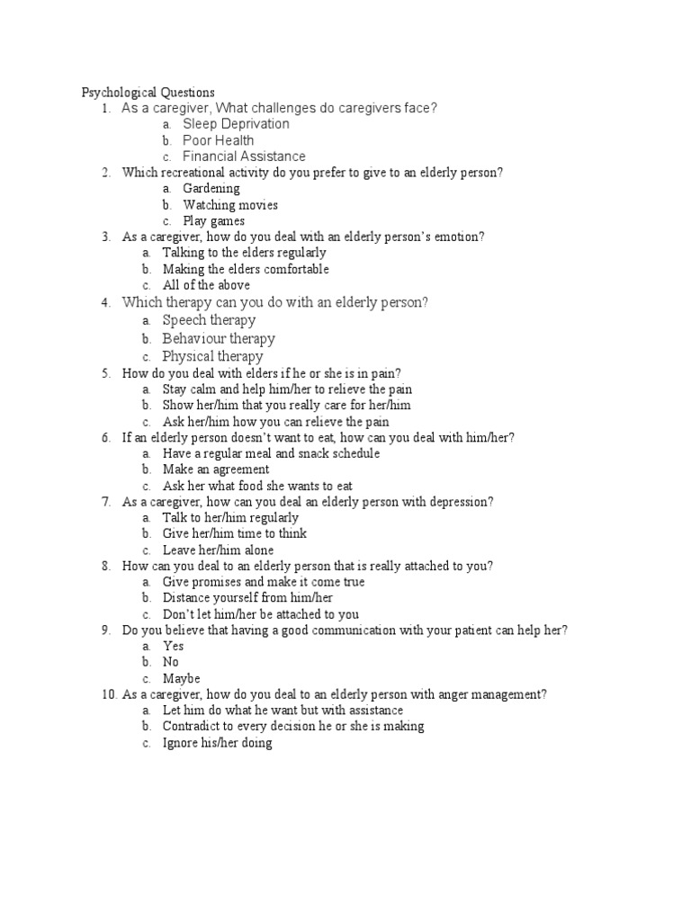 Psychological Questions | PDF