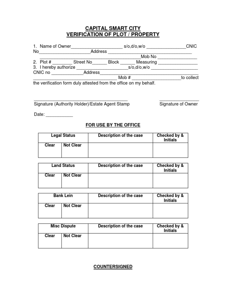 Plot Verification Authorization Form | PDF
