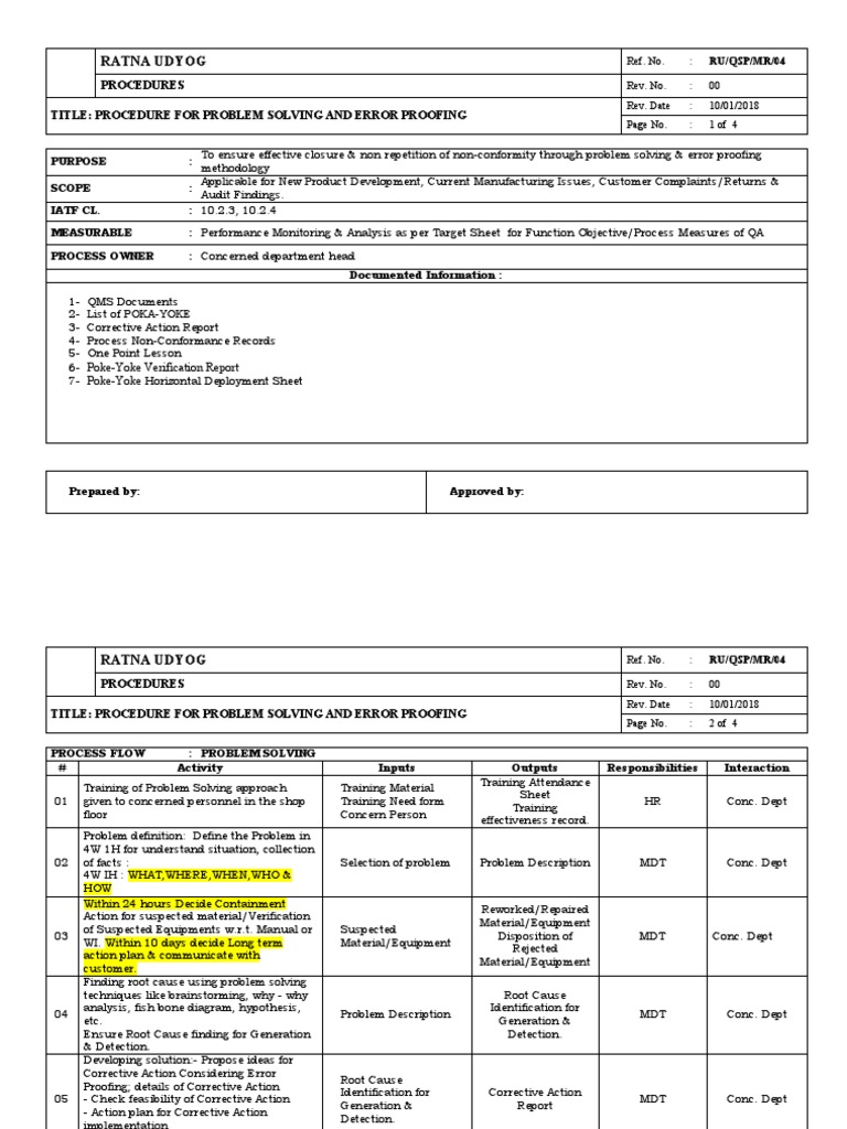 Poka-Yoke Implementation Procedures | PDF | Systems Science | Cognition