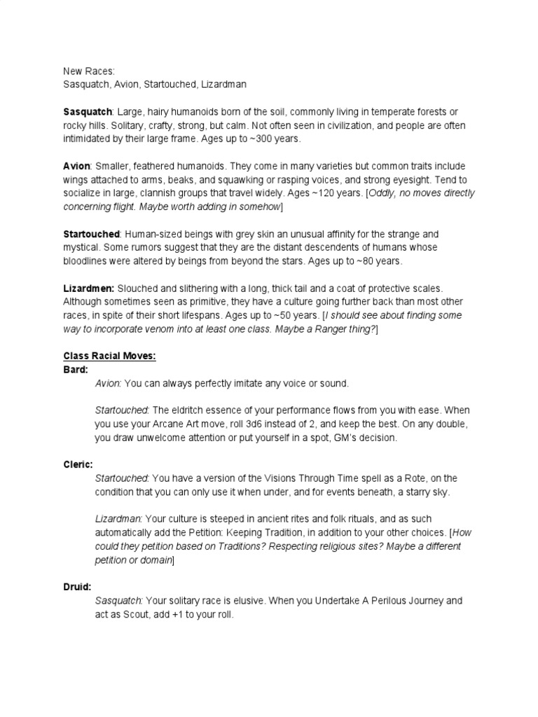 New Races for Dungeon World | PDF