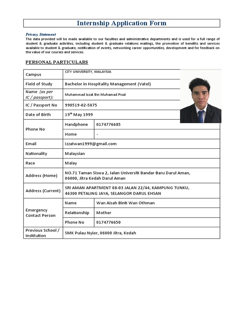 Internship Form for Students | PDF
