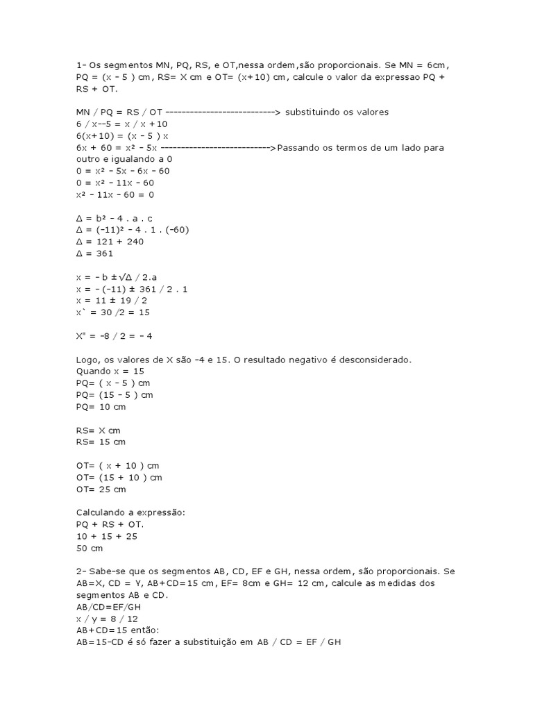 Segmentos Proporcionais 2 | PDF