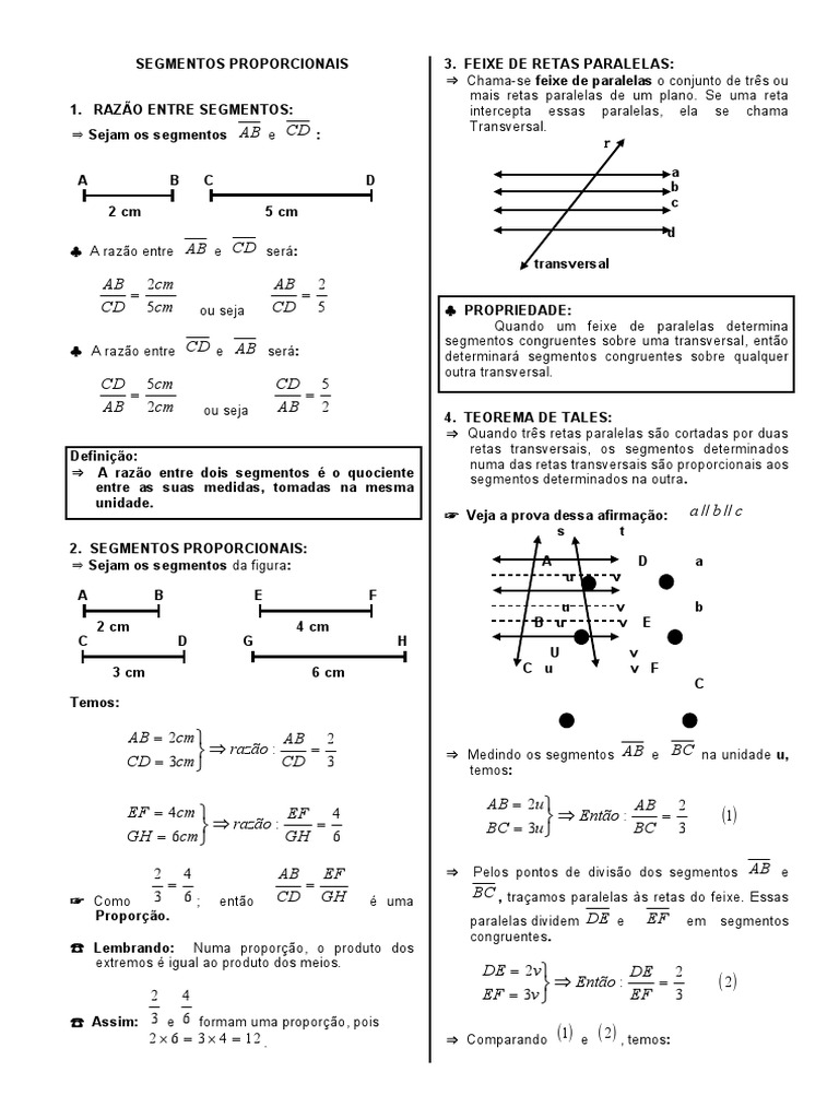 Segmentos Proporcionais E Teorema De Tales Pdf Geometria Euclidiana