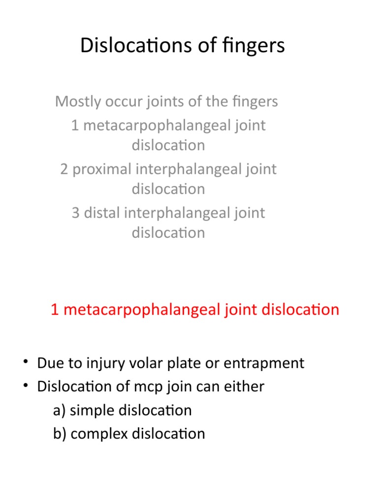 Dislocation of Fingers | PDF