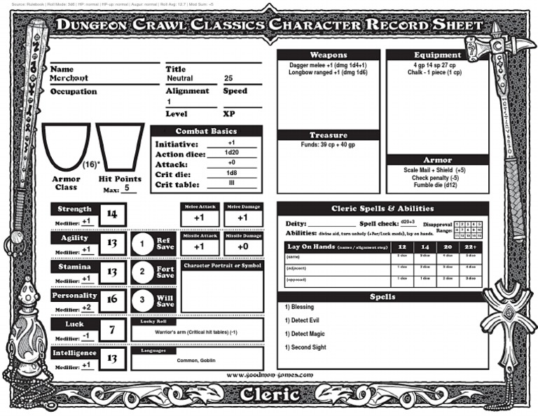 DCC Character Sheet 2020-07-02 16-21-24 | PDF | Leisure | Sports
