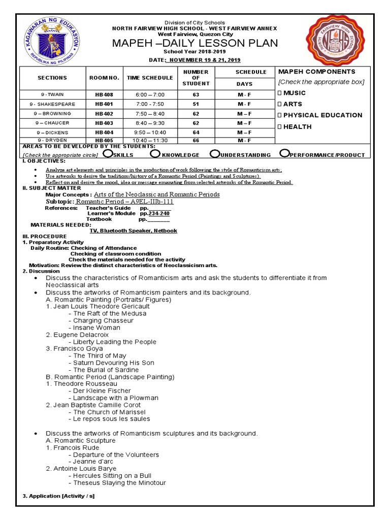 Exploring Romanticism Through Art | PDF | First Aid | Lesson Plan