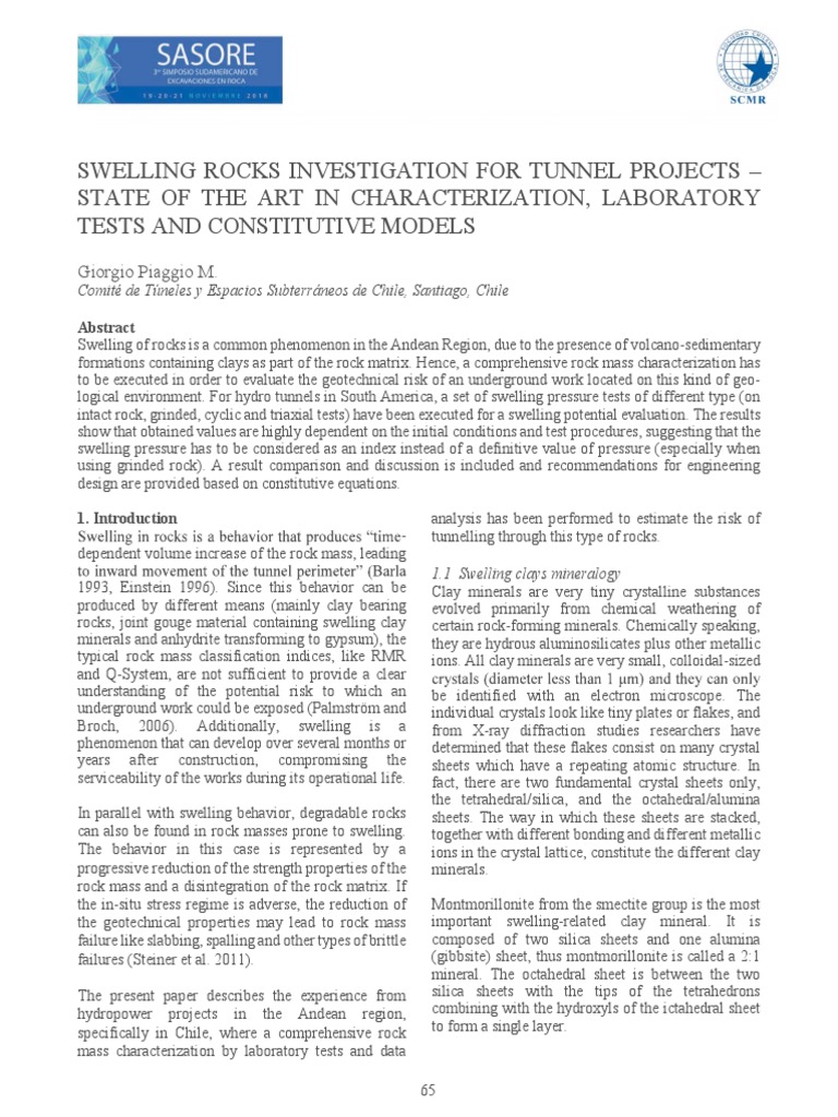 Piaggio (2018) - Swelling Rocks Tunnels | PDF | Deformation (Mechanics) | Stress (Mechanics)