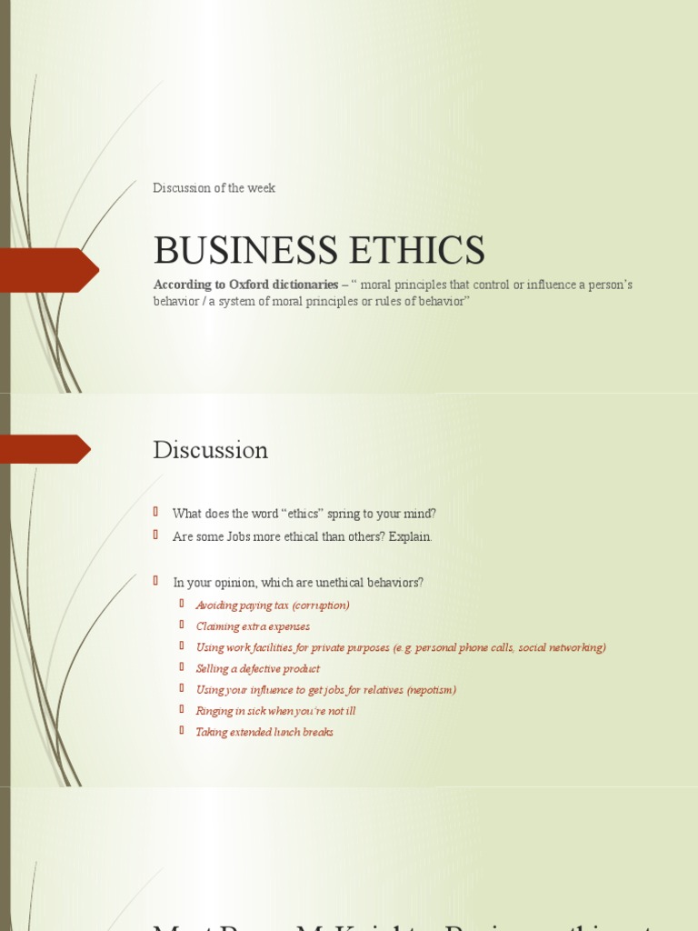 A - Business Ethics | PDF | Business Ethics | Employment